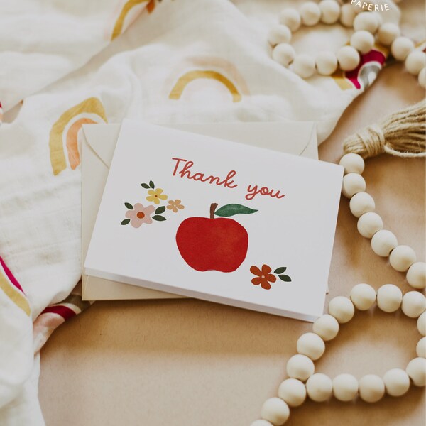 Apple Thank You Card - Etsy