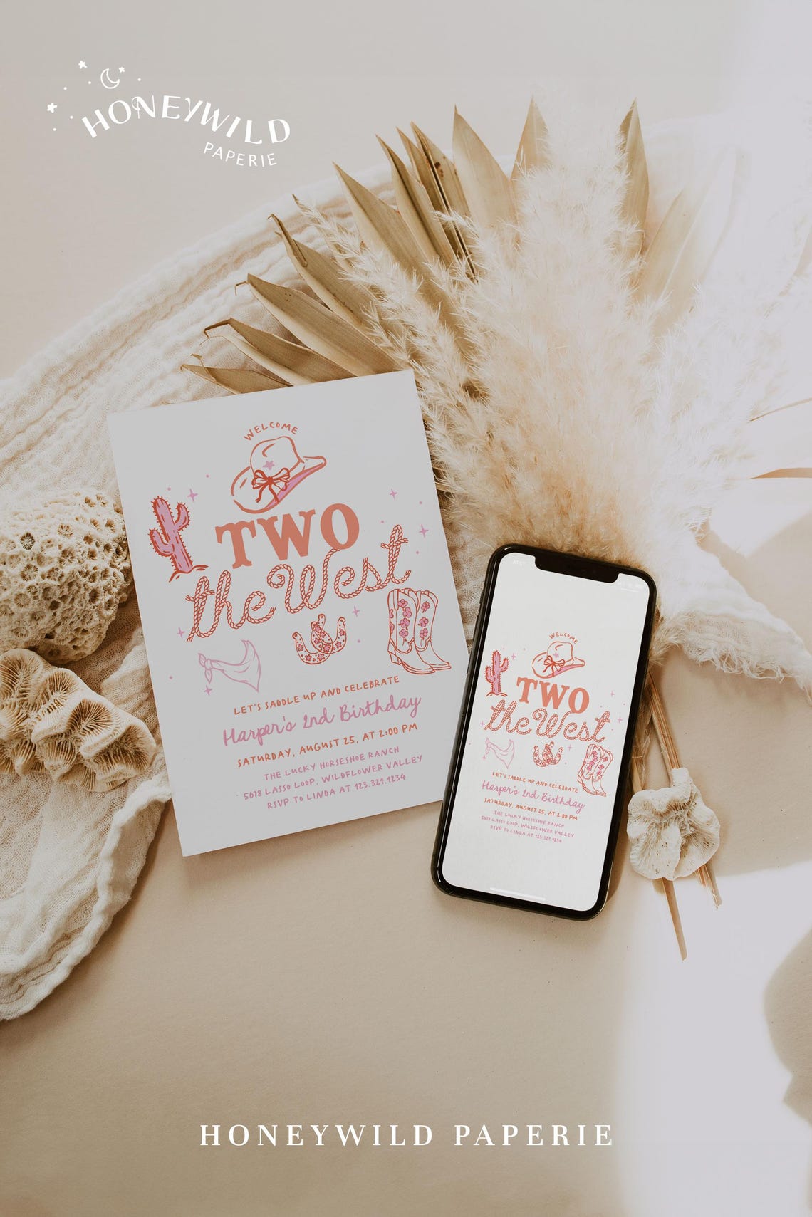 Welcome Two the West Cowgirl 2nd Birthday Invitation - Pink Western ...