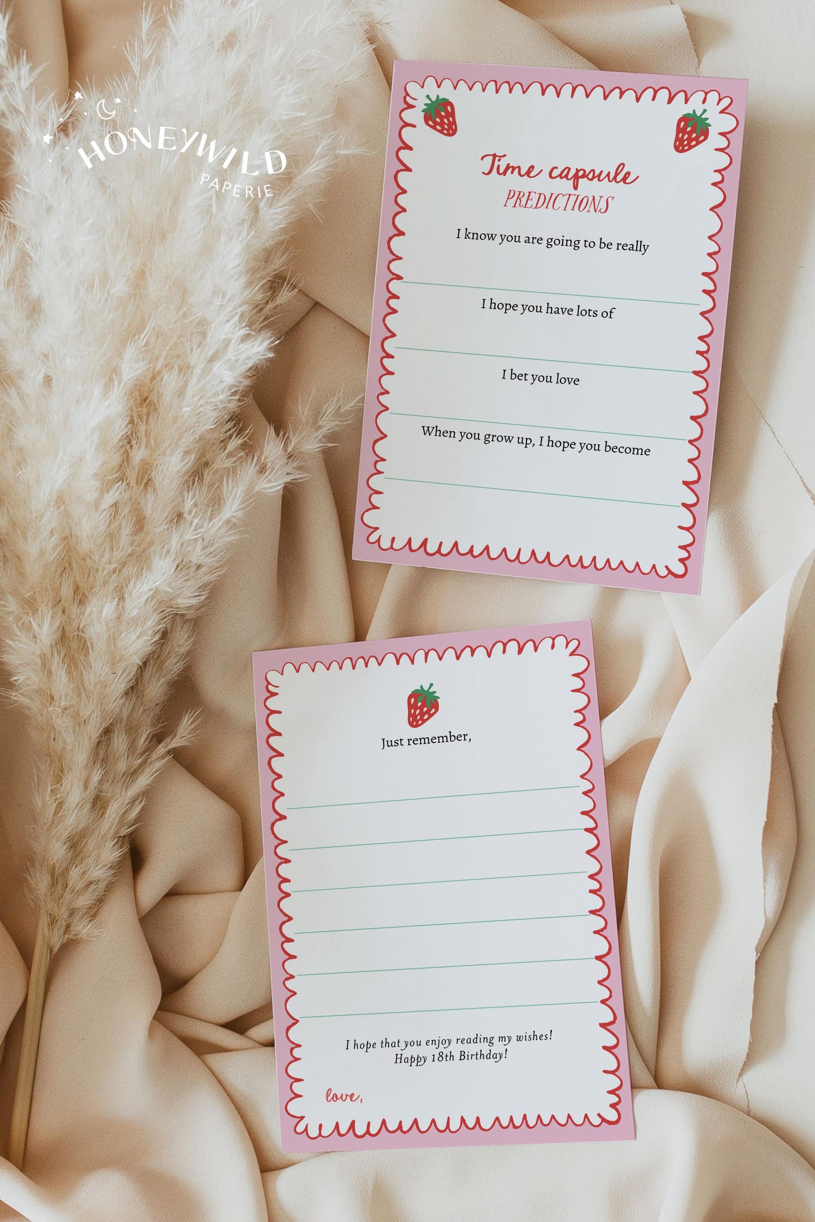 Strawberry Time Capsule Sign & Message Cards - Berry Sweet Birthday ...
