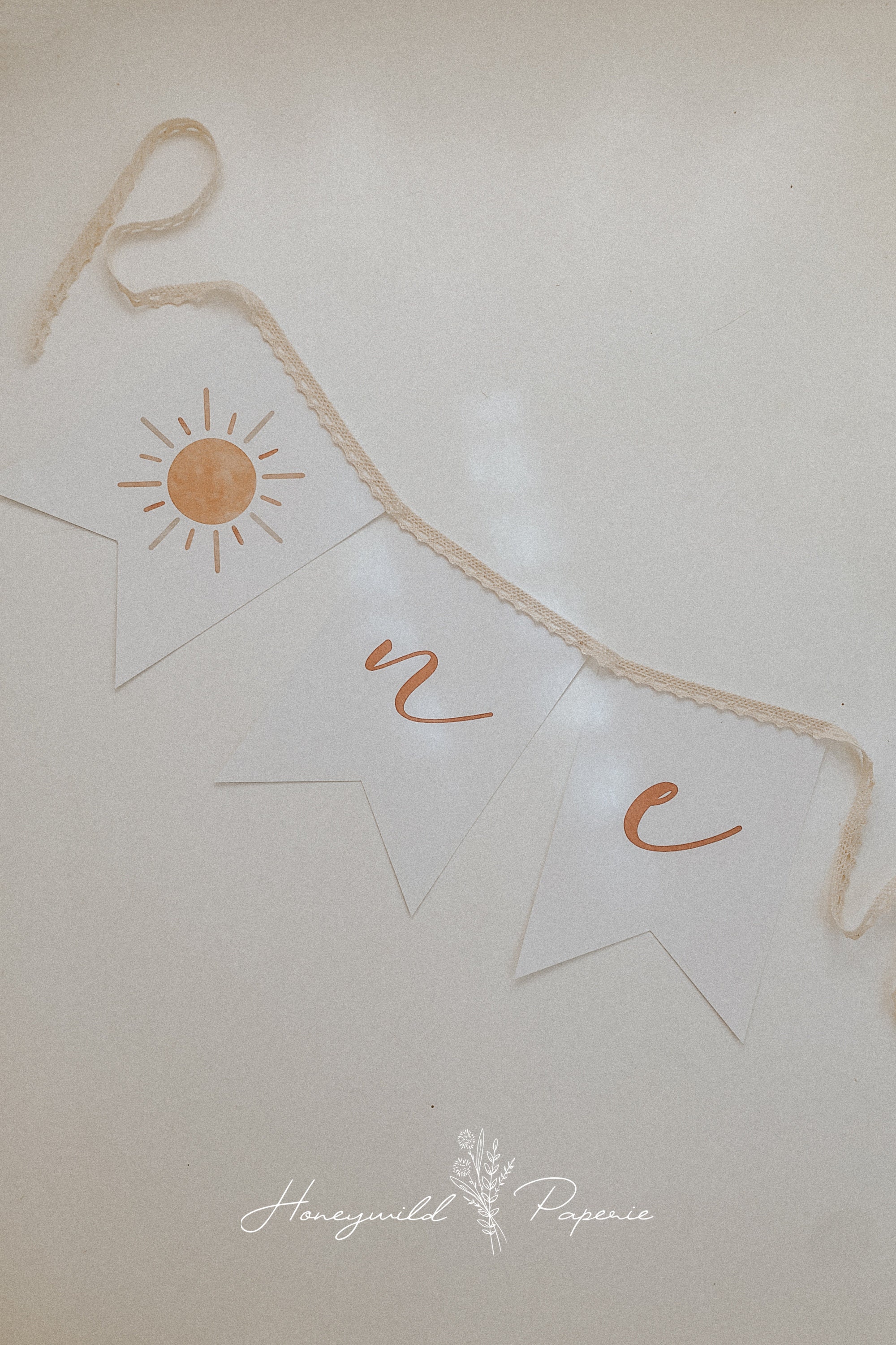 Neutral Boho Sun Birthday Banner Template, First Trip Around the Sun ...