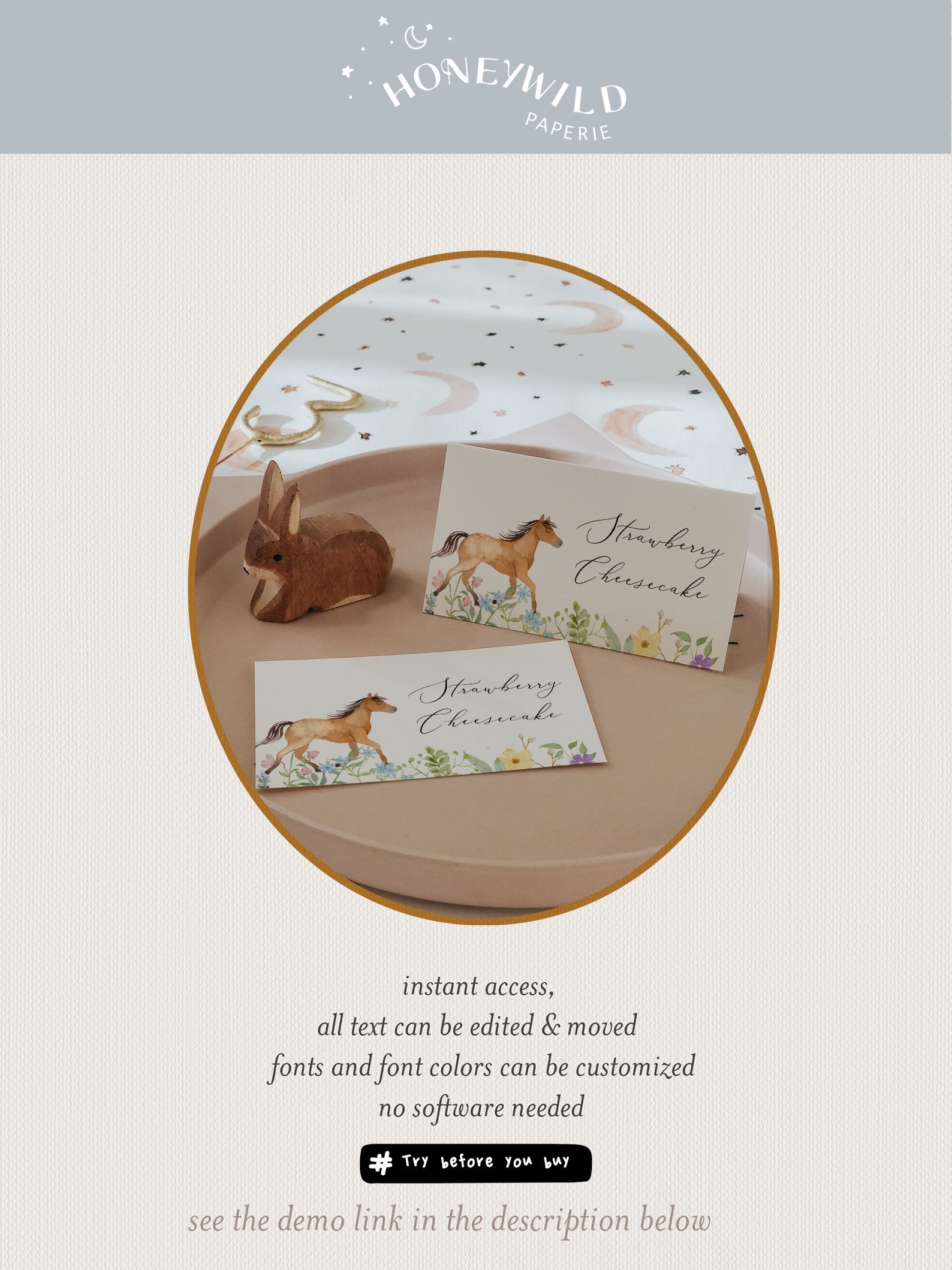 Gallop on Over Birthday Party Food Tent Cards, Wildflowers Horse Diy ...