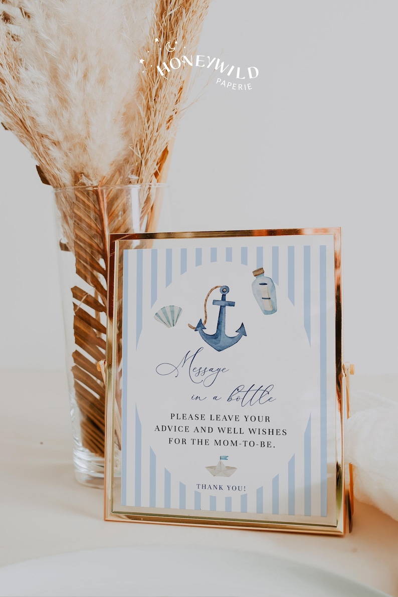 Nautical Baby Shower Message in a Bottle | Well Wishes for the Mom to ...
