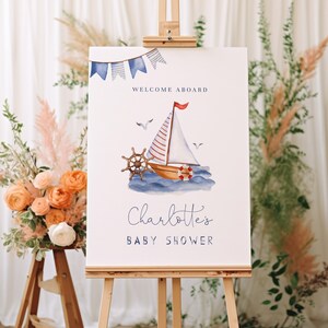 Nautical Party Welcome Sign, Ahoy It's a Boy Nautical Baby Shower ...