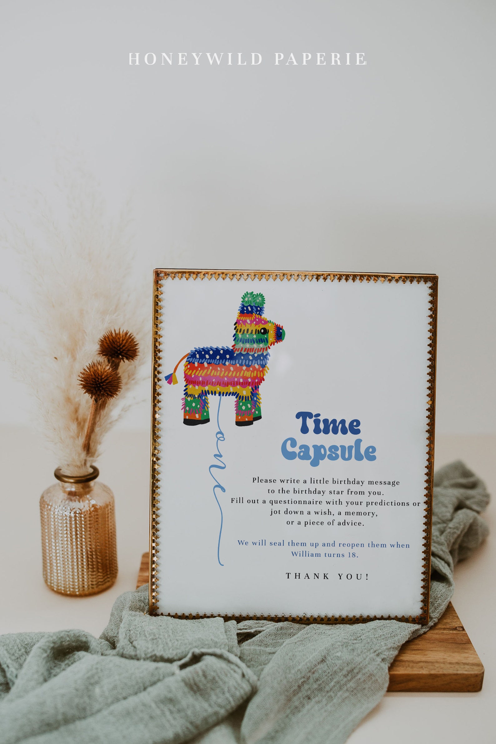 First Fiesta Birthday Piñata Time Capsule Sign and Matching Printable ...