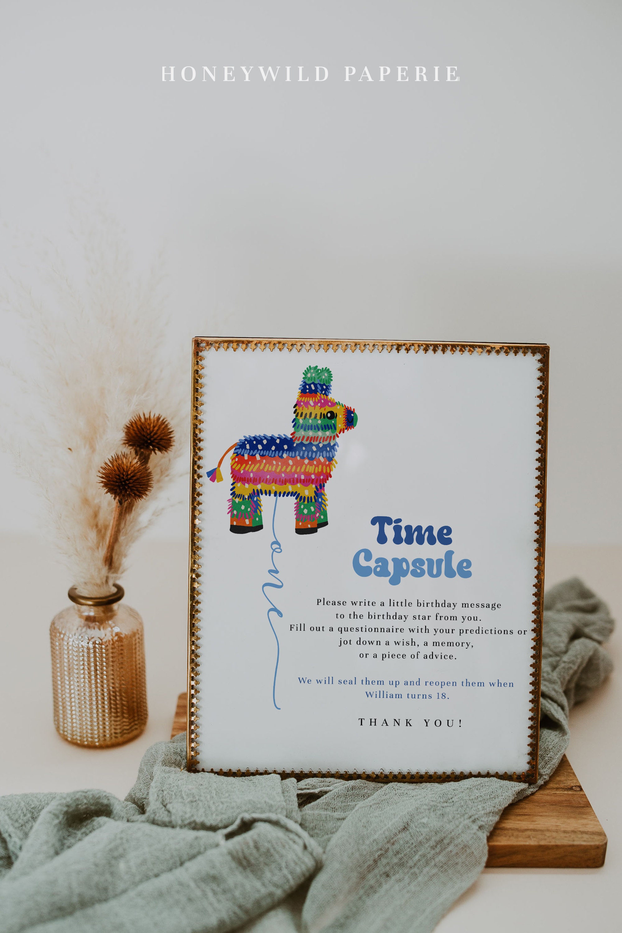 First Fiesta Birthday Piñata Time Capsule Sign and Matching Printable ...