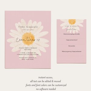 Pink Daisy Birthday Time Capsule Sign and Matching Printable | Etsy