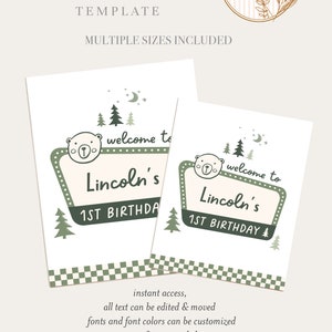 One Happy Camper Birthday Party Welcome Sign - Camping 1st Birthday ...