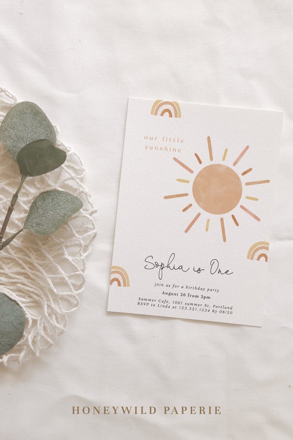 Sunshine 1st Birthday Invitation Our Little Sunshine is One | Etsy