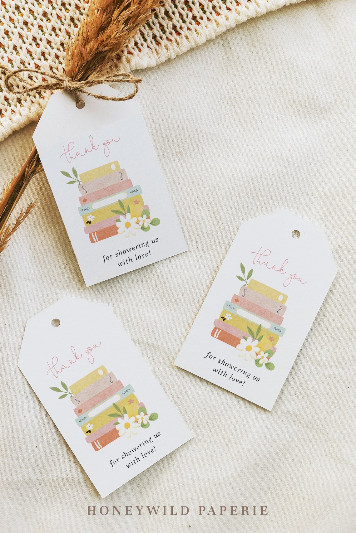 Storybook Stack Baby Shower Thank You Favor Tags Book Themed - Etsy