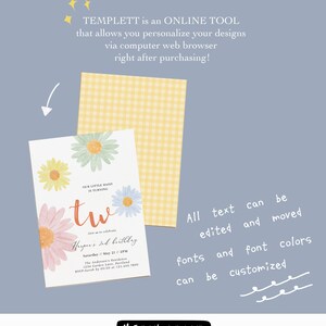 Pastel Daisies 2nd Birthday Invitation Daisy Two Birthday - Etsy