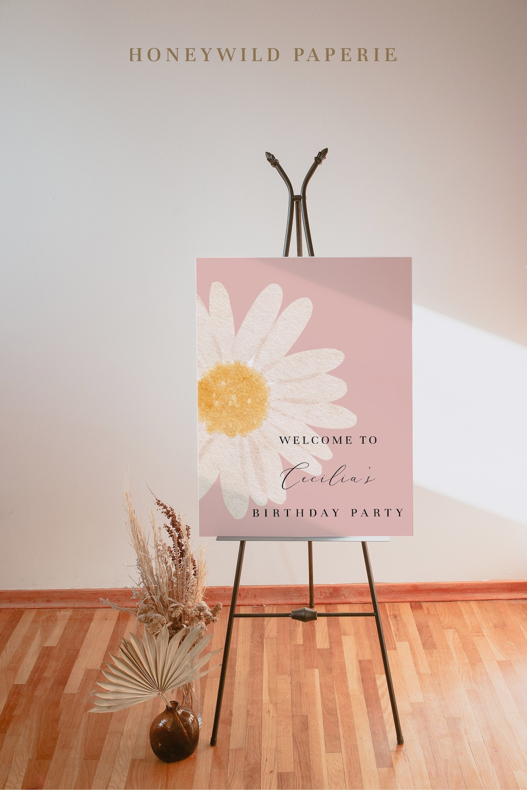 Daisy Girl Birthday Welcome Sign, Flower Theme, Pink Daisy Birthday ...