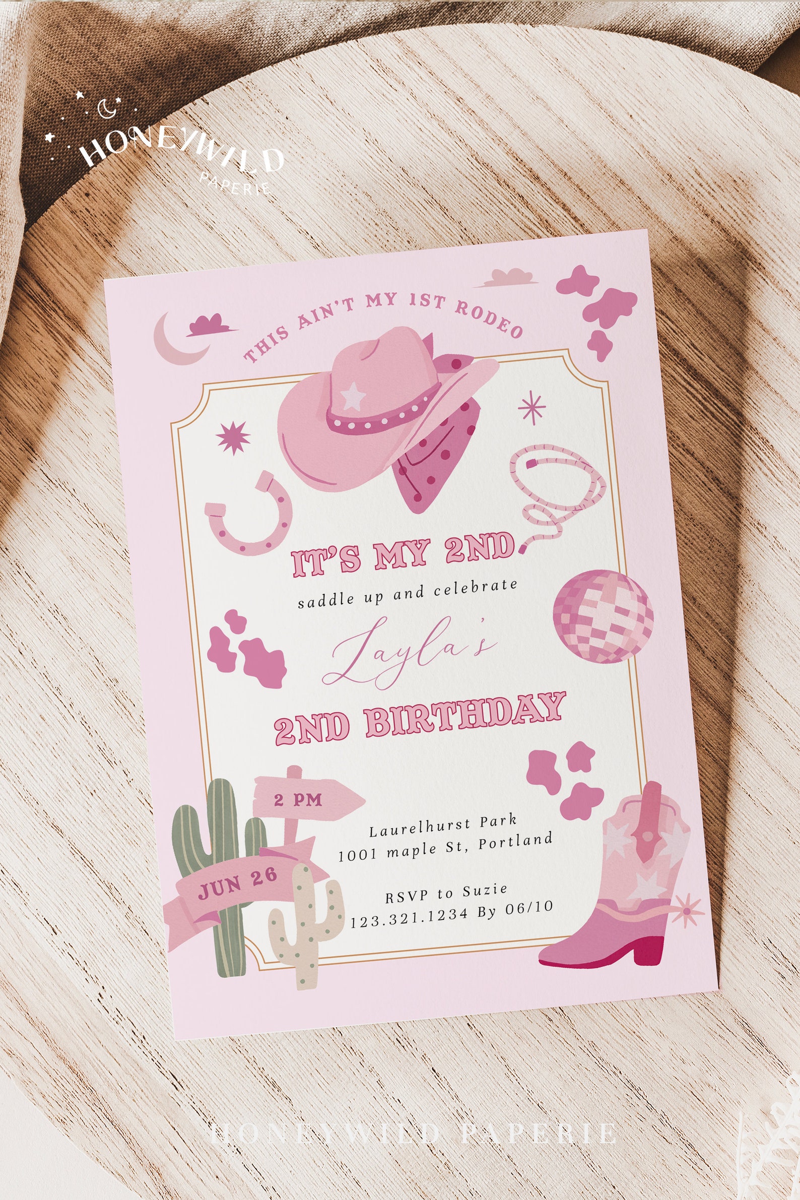 2nd Rodeo Birthday Invitation Pink Wild West Western 1st - Etsy