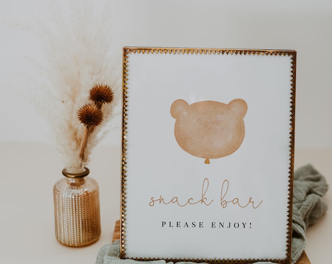 Fully Editable Brown Bear Table Signs Modern Bear Favors - Etsy