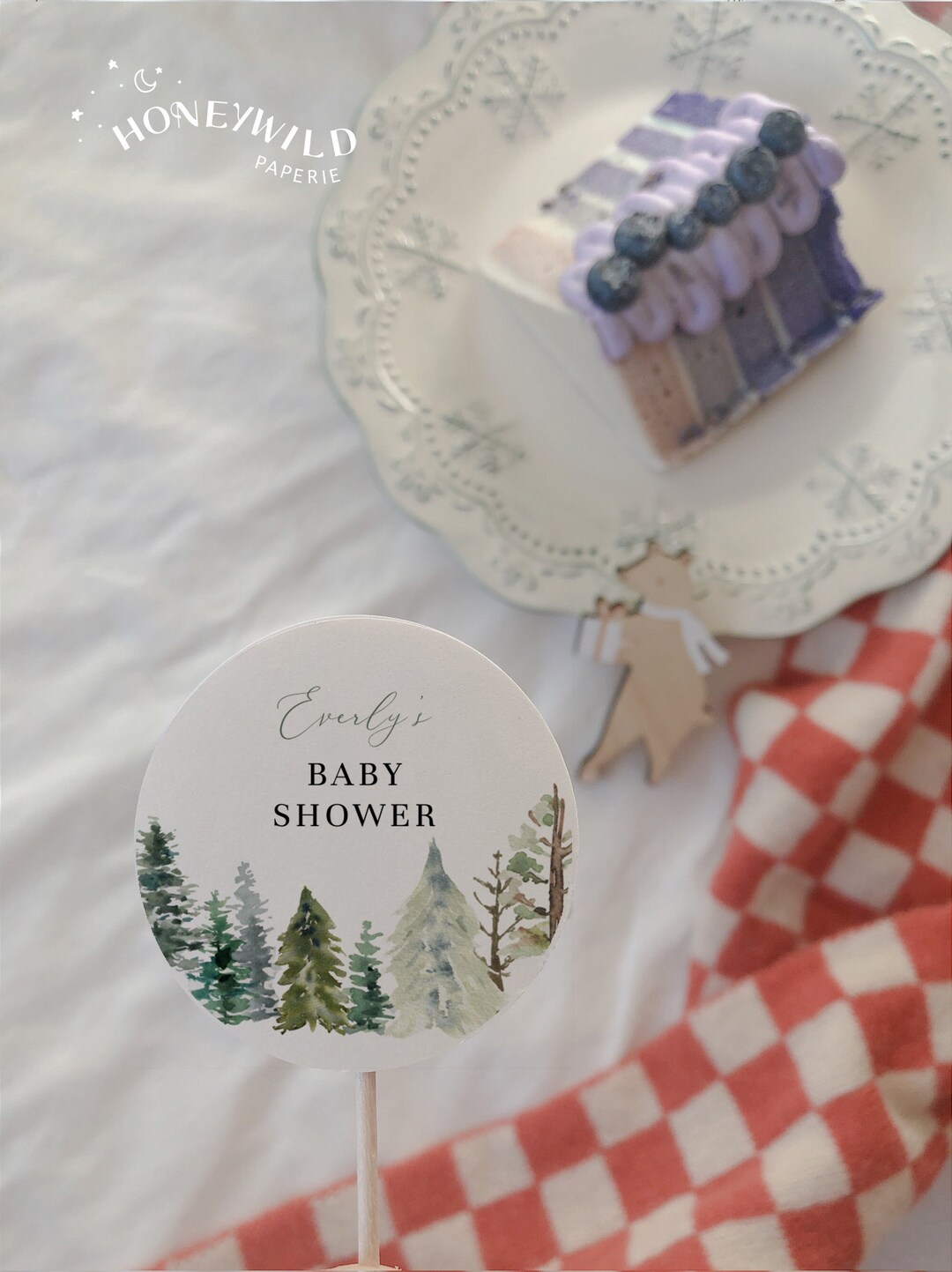 Editable Printable Winter Evergreen Cupcake Toppers, Rustic Pine Tree ...