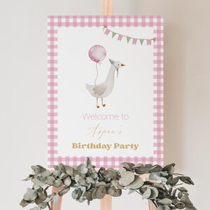 Pink One Silly Goose Welcome Sign Template | Editable Girl Goose 1st ...
