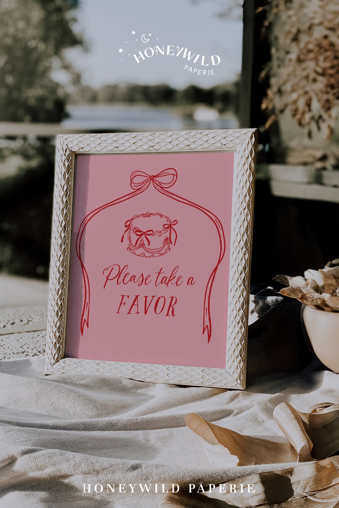 Coquette Bow Girl Party Table Decor Signs | Coquette Pink and Red Bows ...