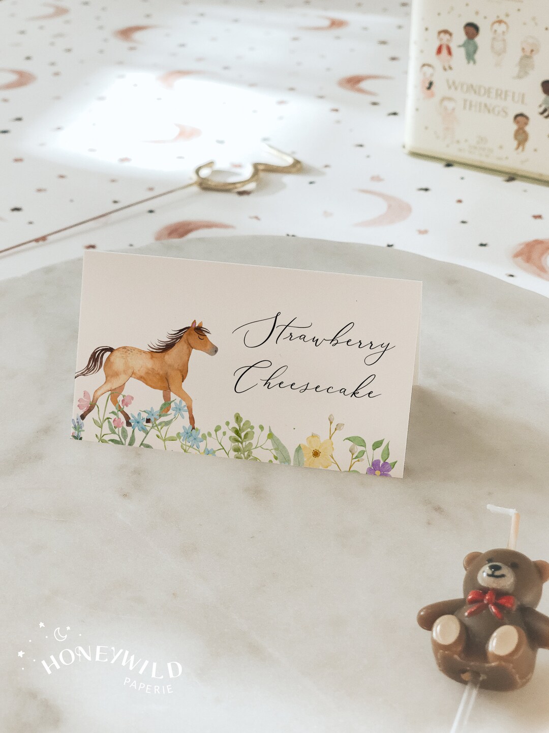 Gallop on Over Birthday Party Food Tent Cards, Wildflowers Horse Diy ...