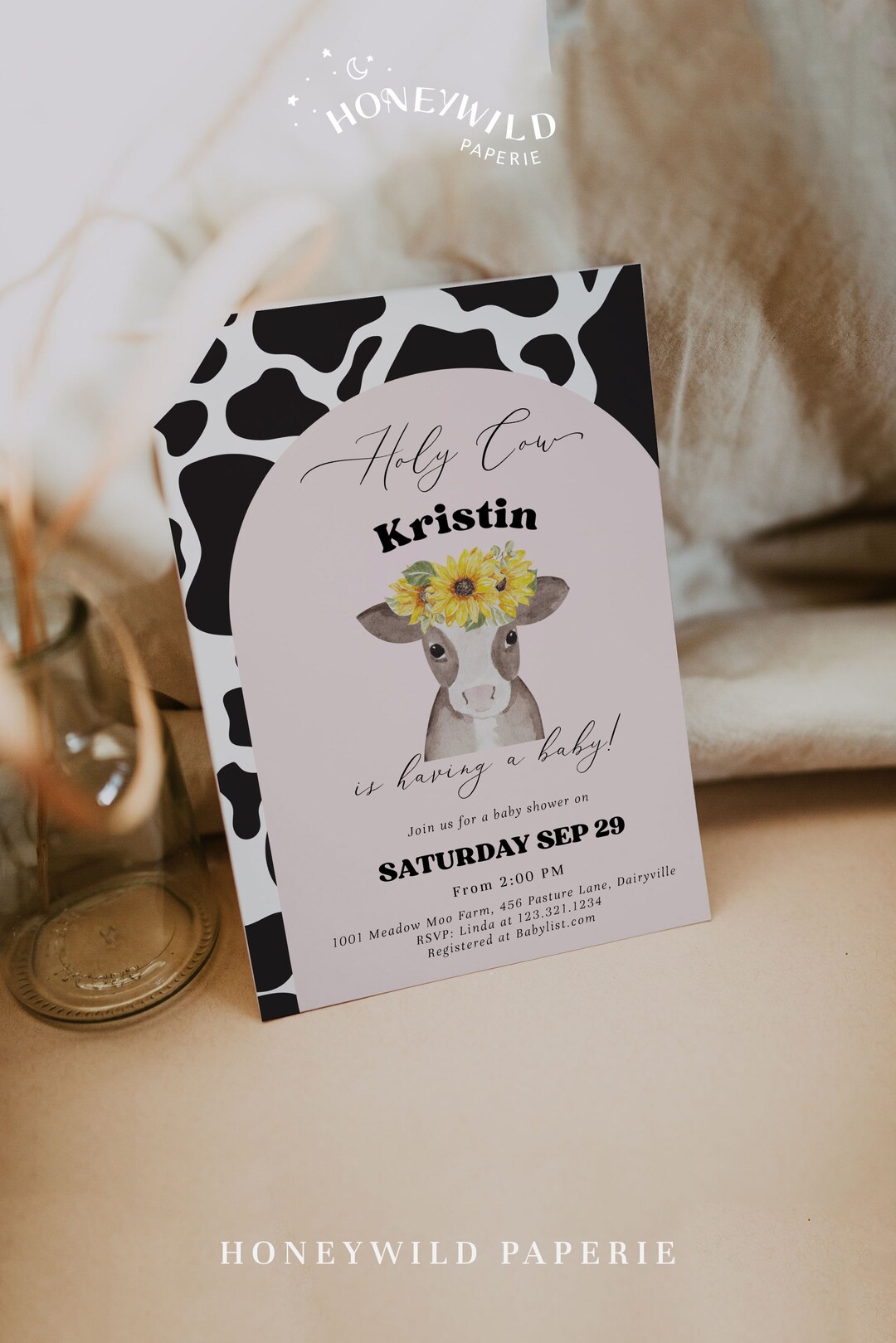 Holy Cow Baby Shower Invitation Template | Editable Holy Cow We're ...