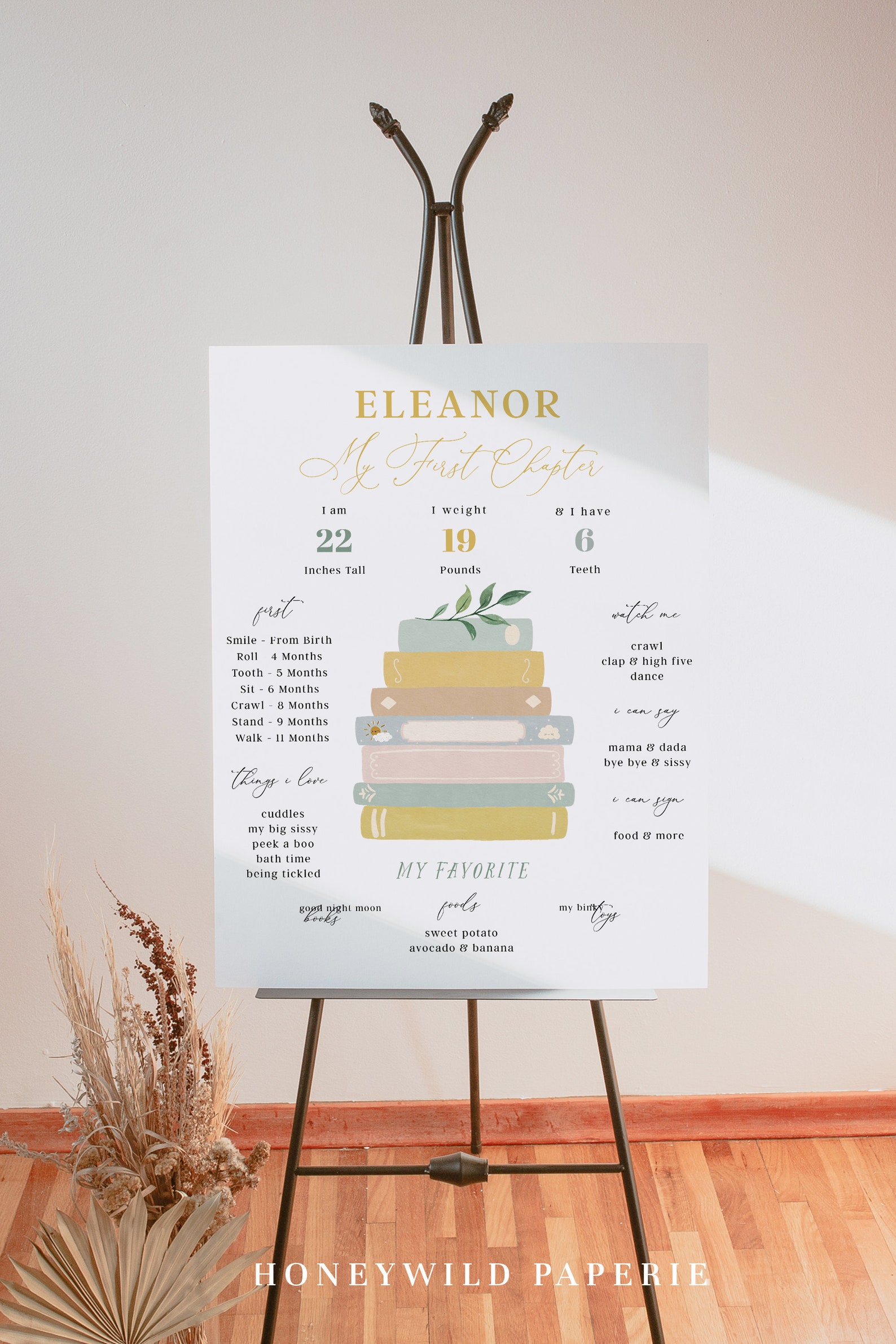 My First Chapter Baby 1st Birthday Milestone Sign, Storybook A New ...