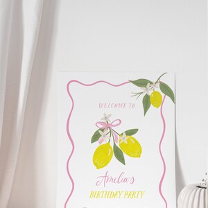 Editable Lemon Party Welcome Sign - Girl's Lemonade Sunshine Theme ...