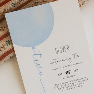 Boy 2nd Birthday Party Invitation | Minimalist 2nd Birthday Invite ...