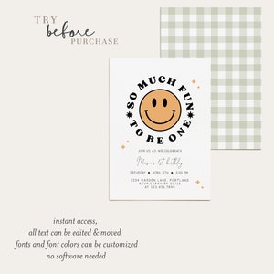 Modern Smiley Face 1st Birthday Invitation so Much Fun to Be - Etsy