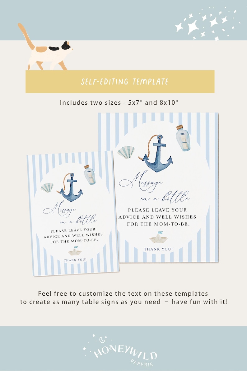 Nautical Baby Shower Message in a Bottle | Well Wishes for the Mom to ...