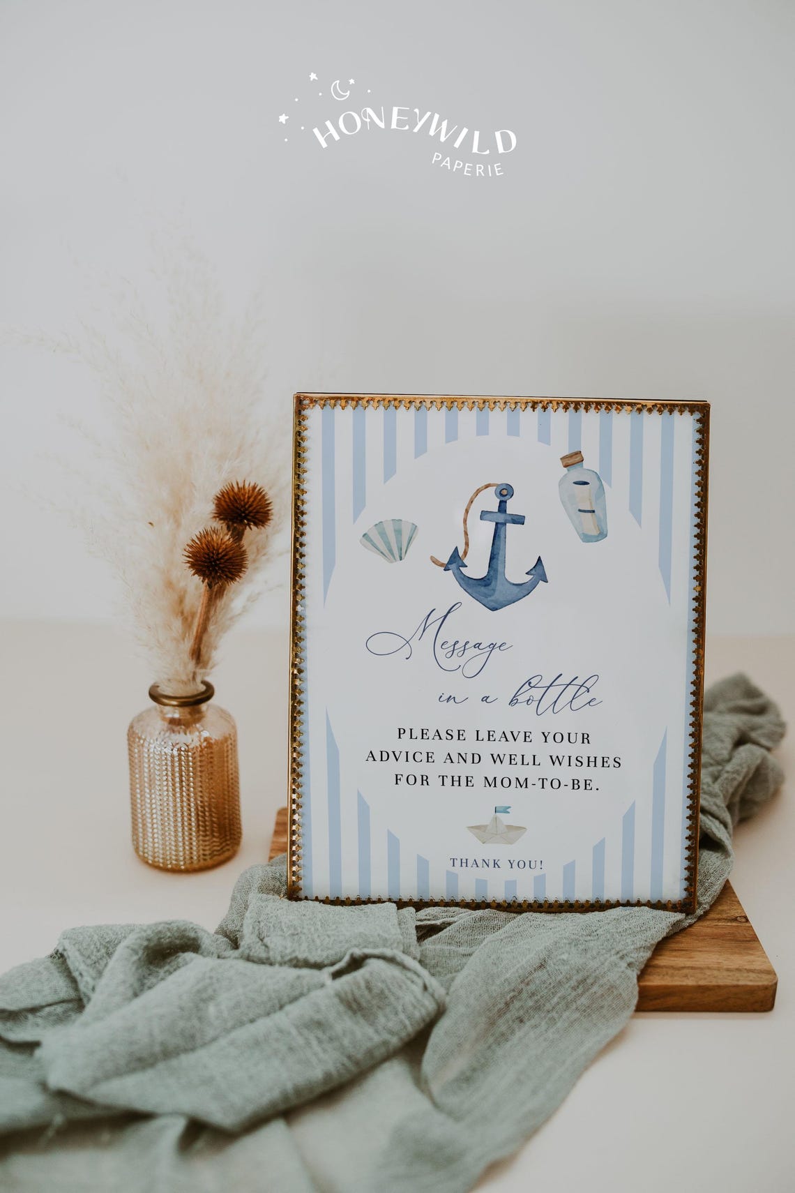 Nautical Baby Shower Message in a Bottle | Well Wishes for the Mom to ...