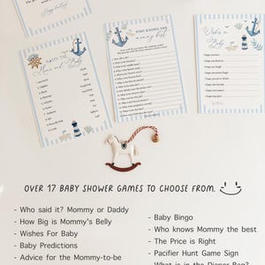 Nautical Sailboat Baby Shower Game Bundle - Ahoy It's a Boy Editable ...