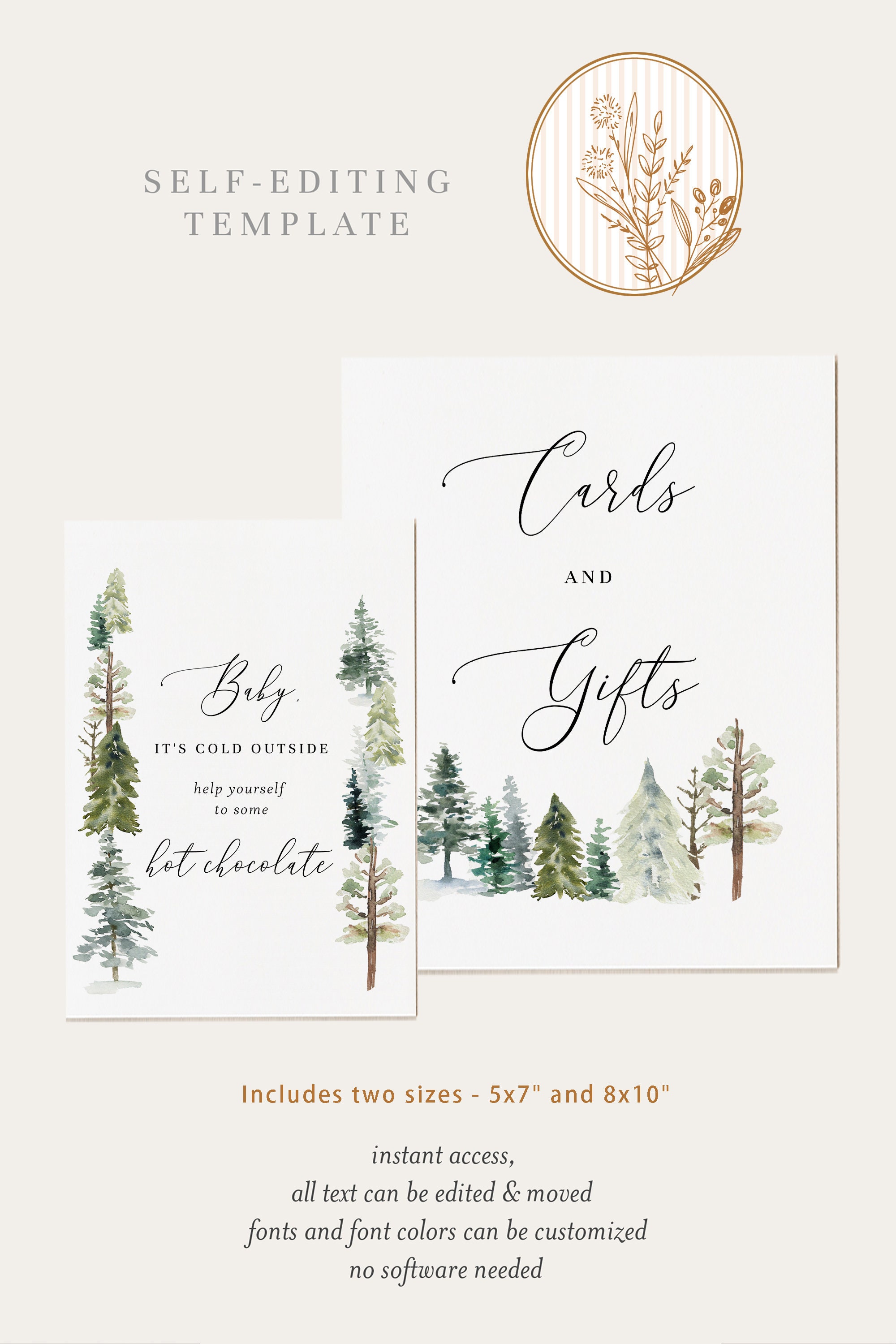 Fully Editable Winter Baby Shower Table Signs Baby It's - Etsy