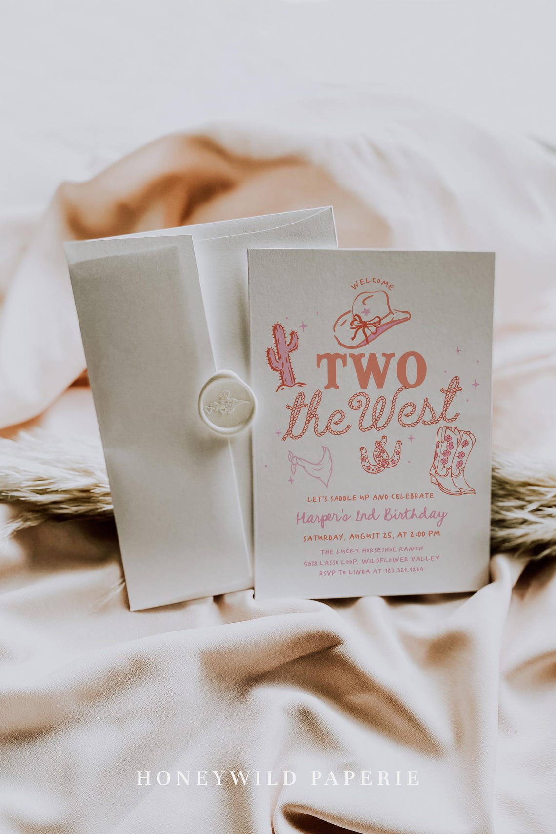 Welcome Two the West Cowgirl 2nd Birthday Invitation - Pink Western ...