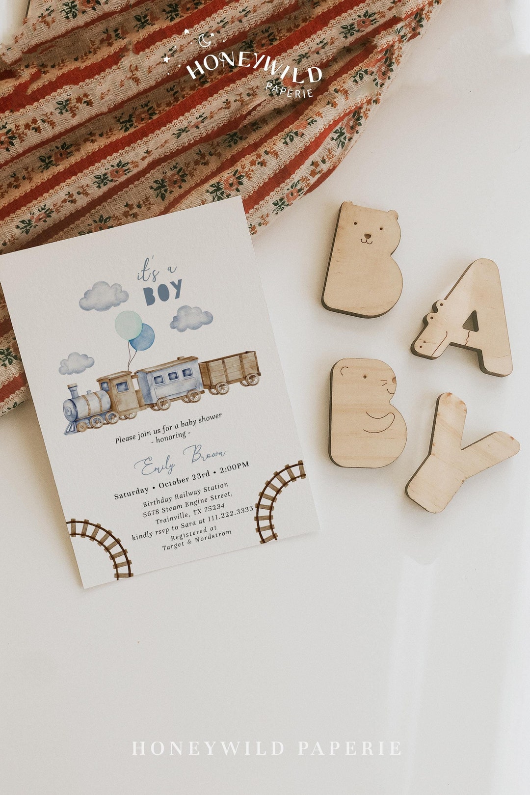 Train Baby Shower Invitation | It's a Boy Train Baby Shower | Blue ...