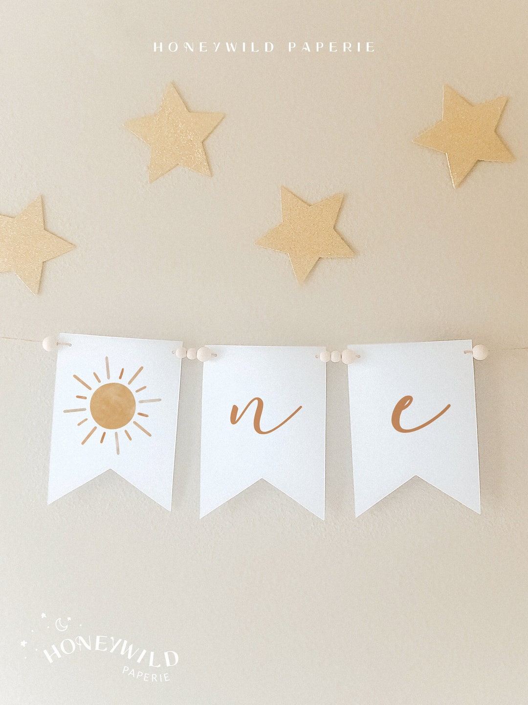 Neutral Boho Sun Birthday Banner Template, First Trip Around the Sun ...