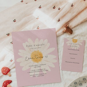 Pink Daisy Birthday Time Capsule Sign and Matching Printable | Etsy