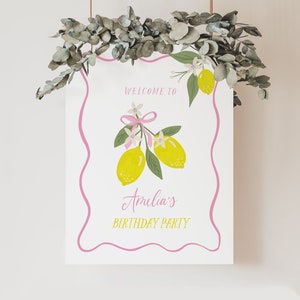 Editable Lemon Party Welcome Sign - Girl's Lemonade Sunshine Theme ...