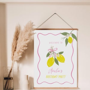 Editable Lemon Party Welcome Sign - Girl's Lemonade Sunshine Theme ...