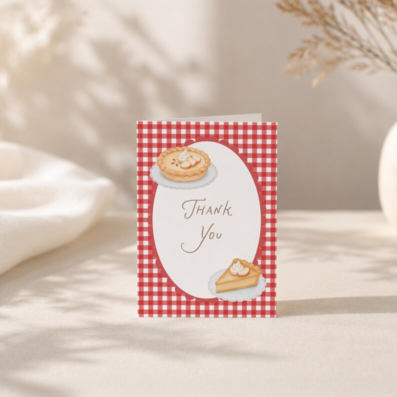 Little Cutie Pie Baby Shower Invitation Set, Red Gingham, Apple Pie ...