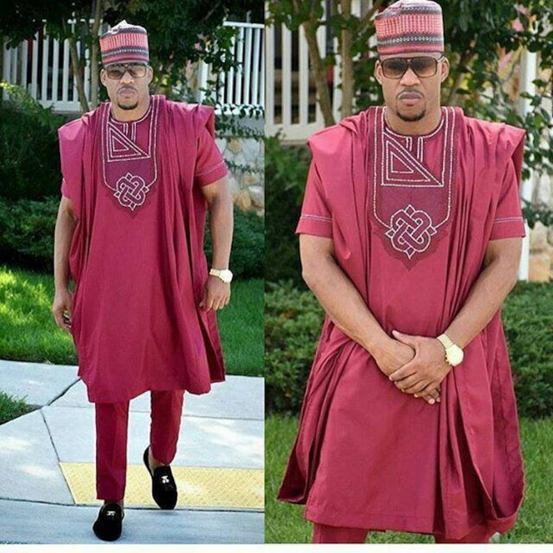 Otunba African Agbada Set, Matching Shirt and Pant/african Clothing ...