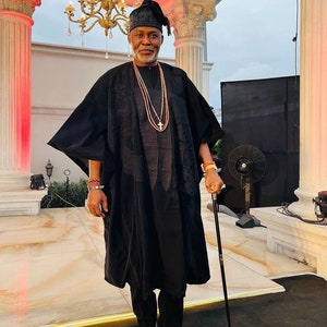 3 Pieces Velvet African Agbada Set, Matching Shirt and Pant With Hat ...