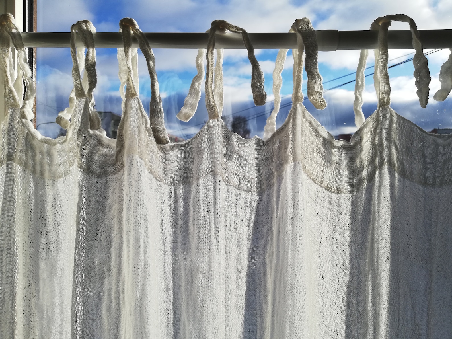 White Gauze Linen Curtains, Rustic Linen Gauze Drapes, Window Curtains ...