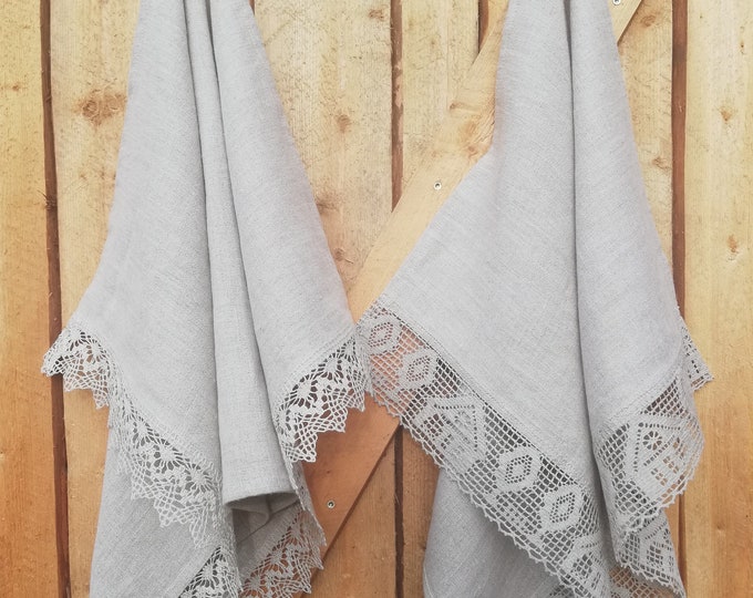 Tea Linen Towel With Lace Hand/face Towels Guest White Linen Towel ...