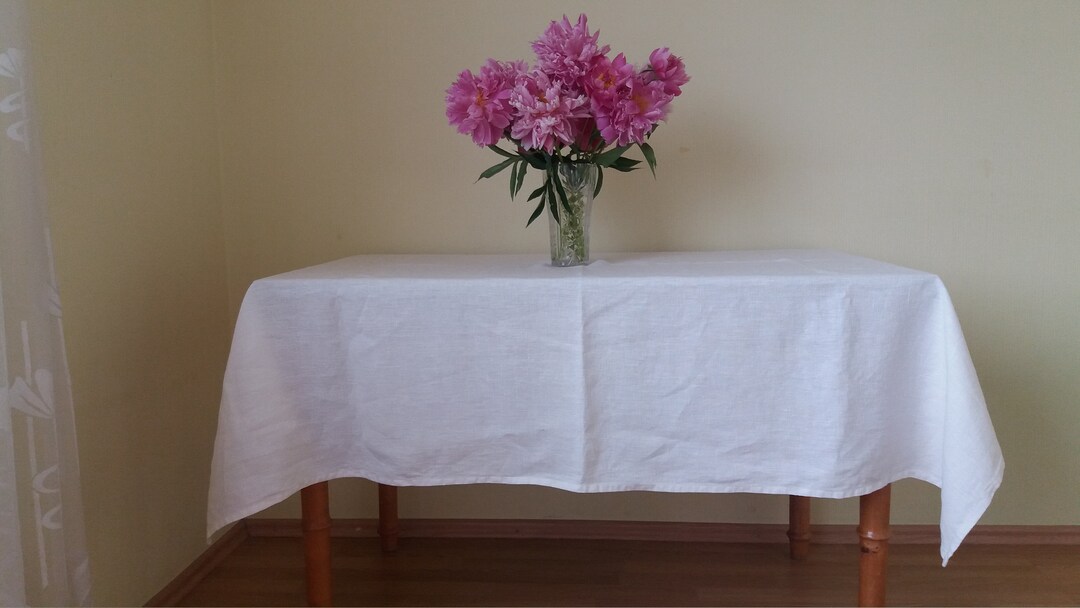 White Linen Table Cloth, Tablecloth Rectangle White Linen, Round Table ...