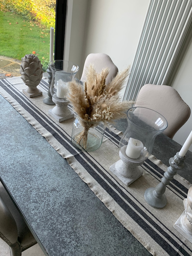 Table Runner Handmade Striped Linen Table Runner French - Etsy