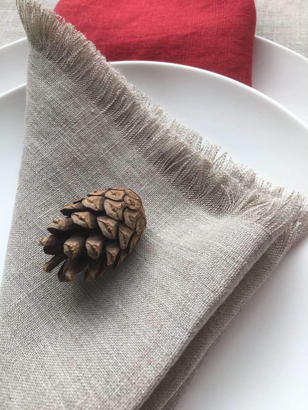 Linen Napkins With Frayed Edges, Christmas Table Napkins, Cloth Napkins ...