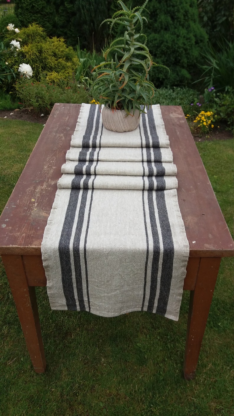Table Runner Handmade Striped Linen Table Runner French - Etsy