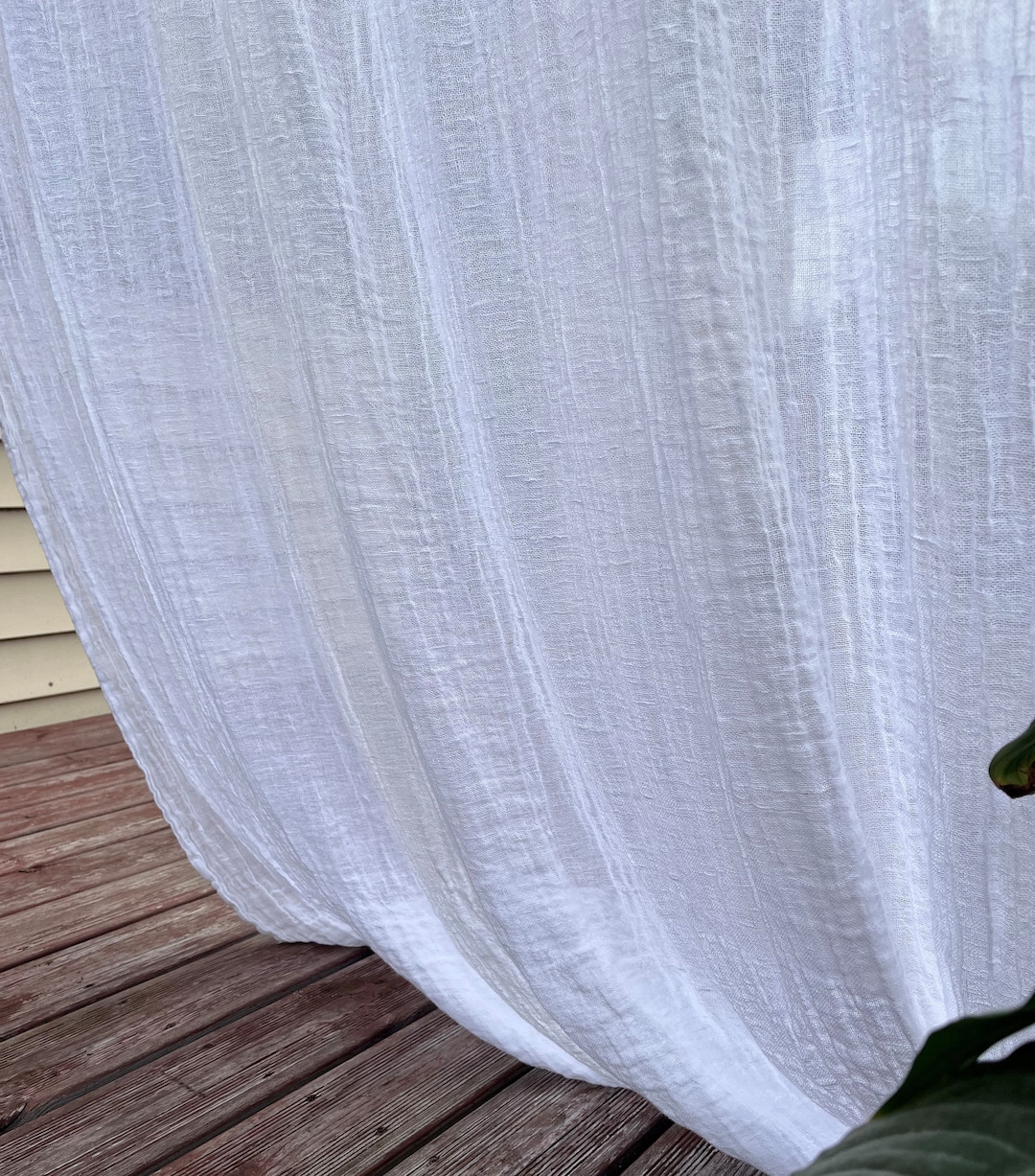 White Gauze Linen Curtains, Rustic Linen Gauze Drapes, Window Curtains ...