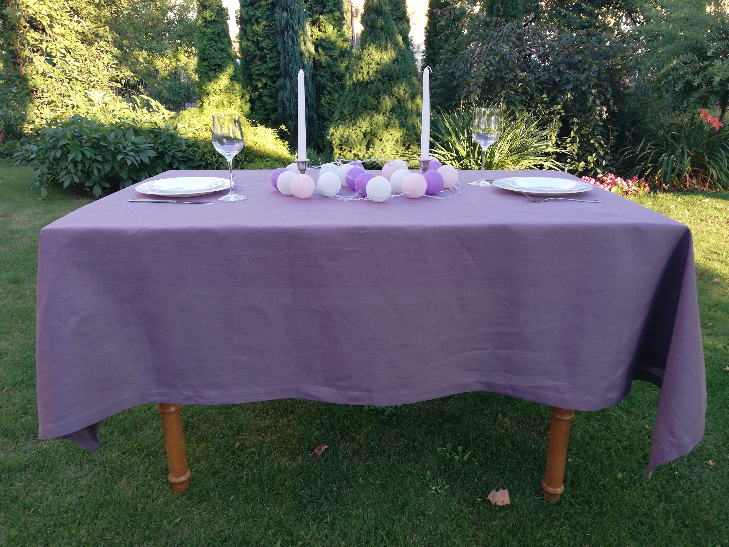 Lilac Linen Table Cloth Smoky Lilac Linen Tablecloth - Etsy UK