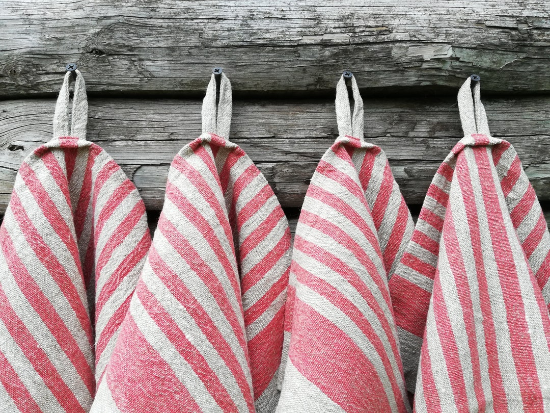Rustic Kitchen Towels, Set of 3;4 Heavy Linen Tea Towels, Dish Towels ...