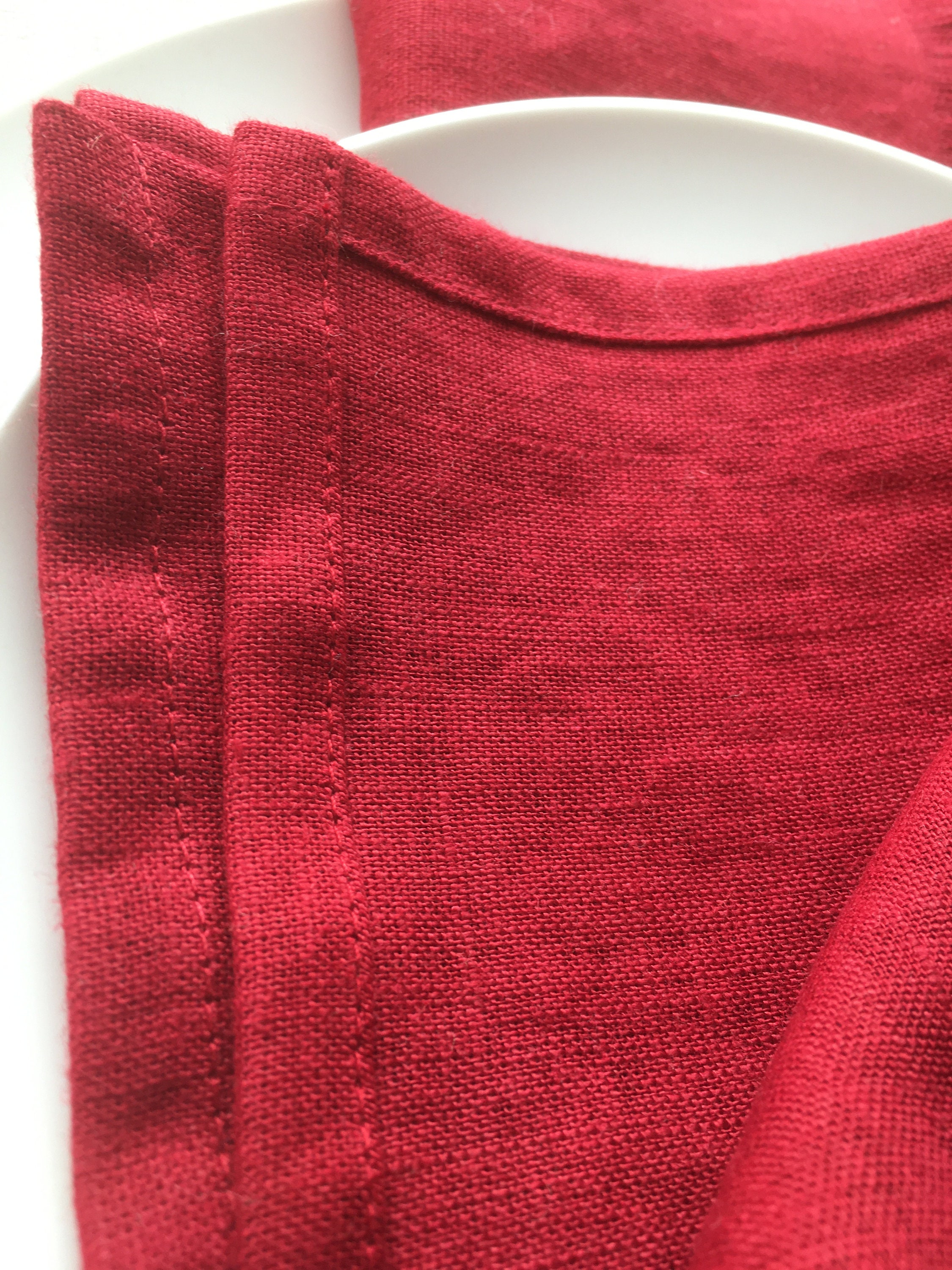 Cherry Red Linen Napkins Set of 6 Napkins Christmas Napkins - Etsy