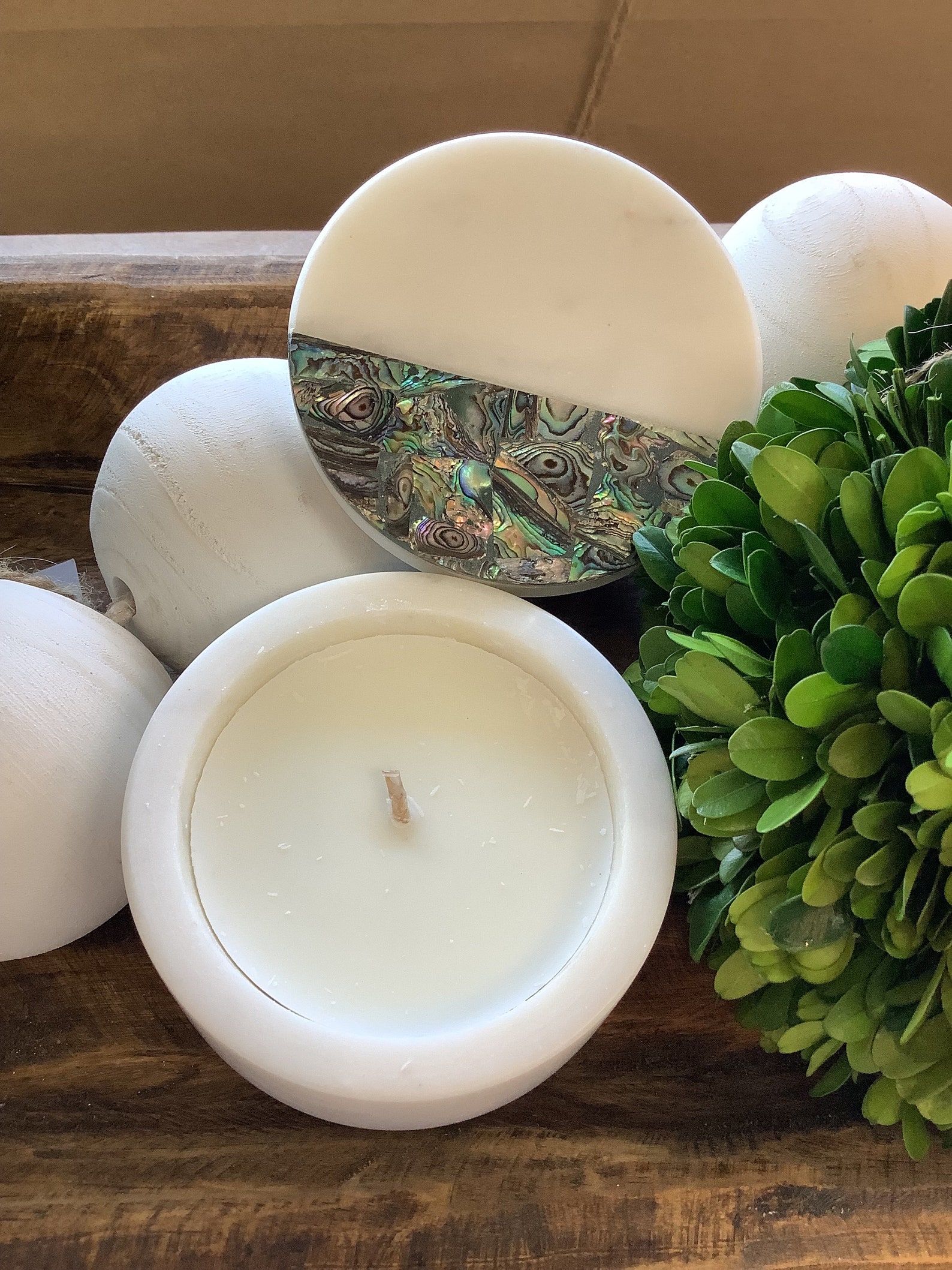 Marble and Abalone White Marble Candle/eucalyptus Scent - Etsy